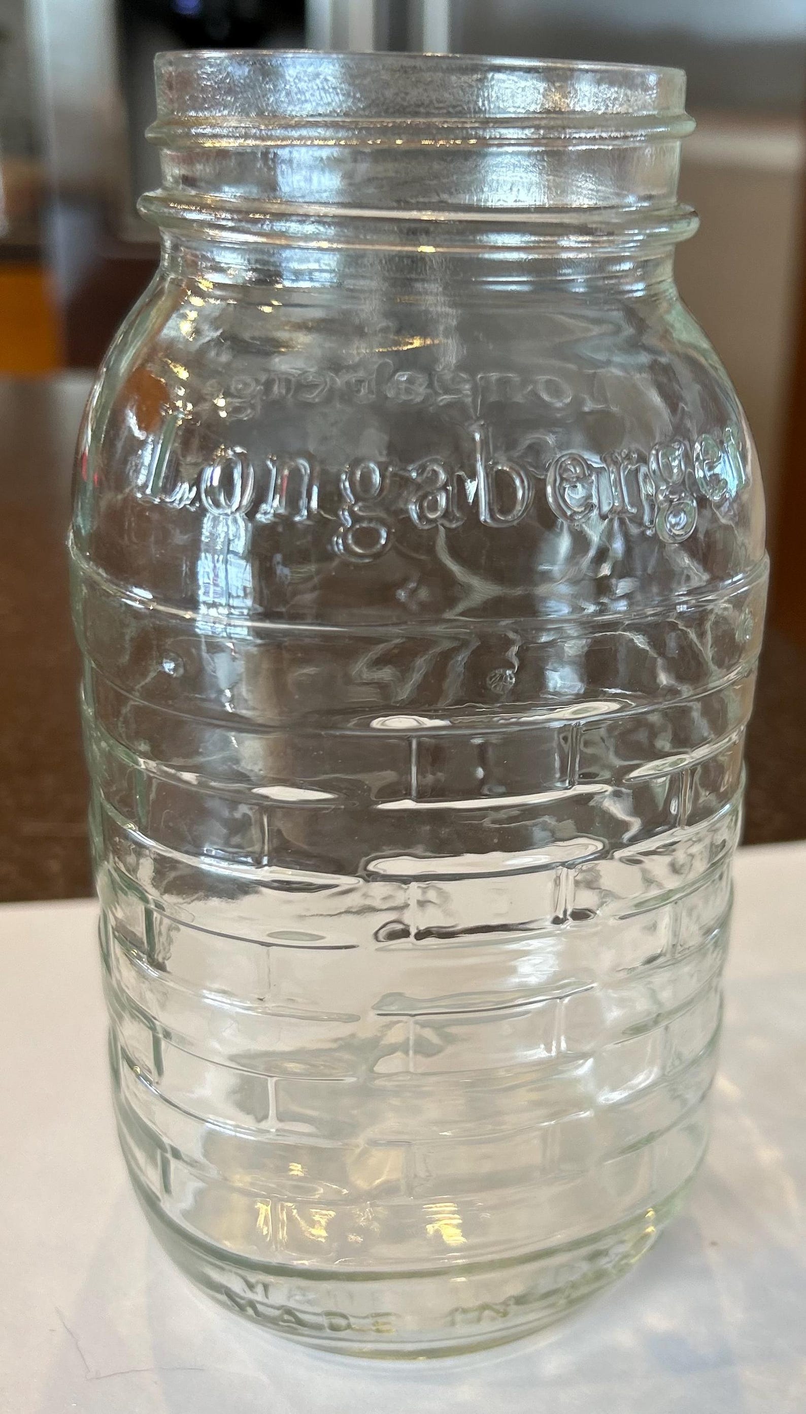 Longaberger Woven Traditions Blue Ribbon Collection Quart Clear Glass ...