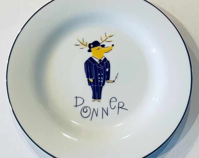 Pottery Barn Christmas "donner" Reindeer Porcelain 8.5 in Plate Retired ...