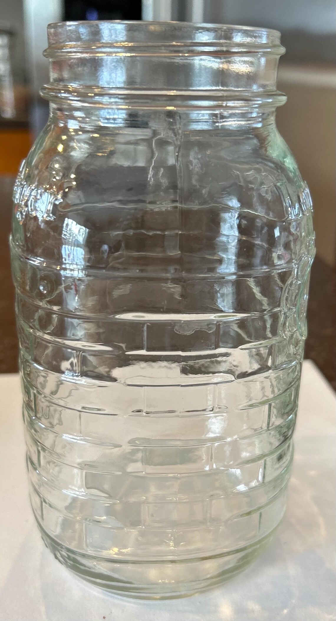 Longaberger Woven Traditions Blue Ribbon Collection Quart Clear Glass ...