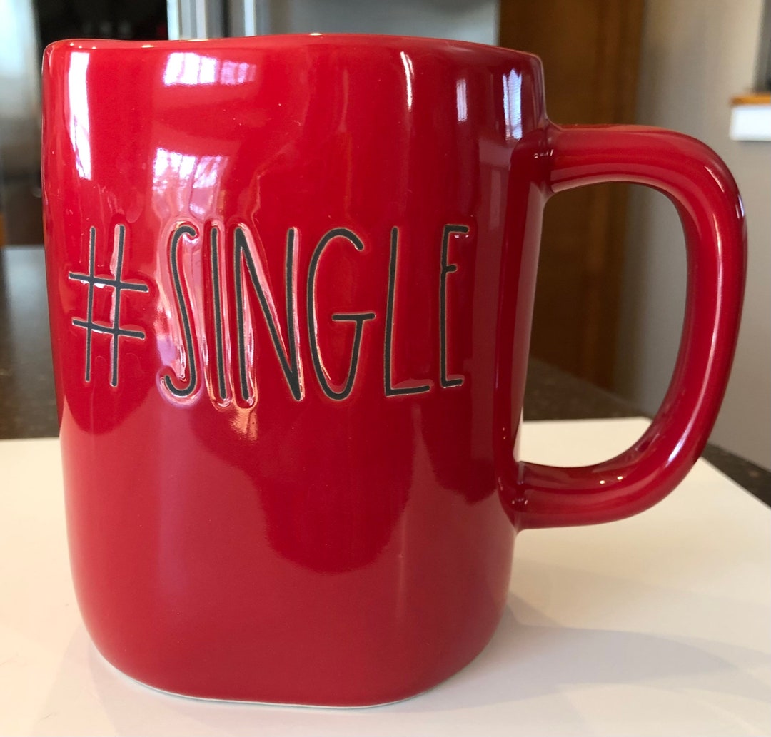 New Rae Dunn "#single" Mug Artisan Collection Magenta Red Ceramic 16oz ...