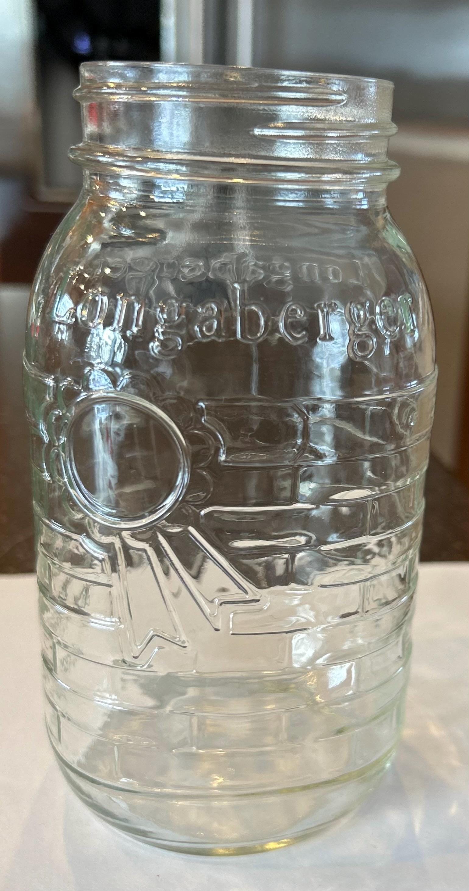 Longaberger Woven Traditions Blue Ribbon Collection Quart Clear Glass ...