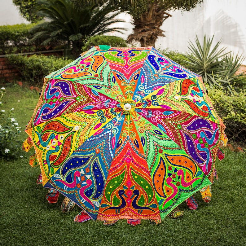 Decorative Garden Parasol Umbrella With Twin Peacock | Etsy