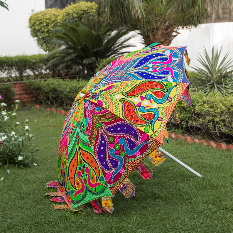 Decorative Garden Parasol Umbrella With Twin Peacock | Etsy