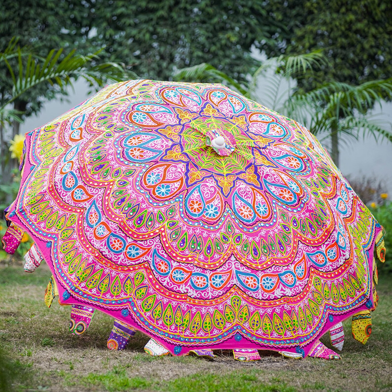 Garden Beach or Patio Decor Parasol Umbrella With Paisley - Etsy
