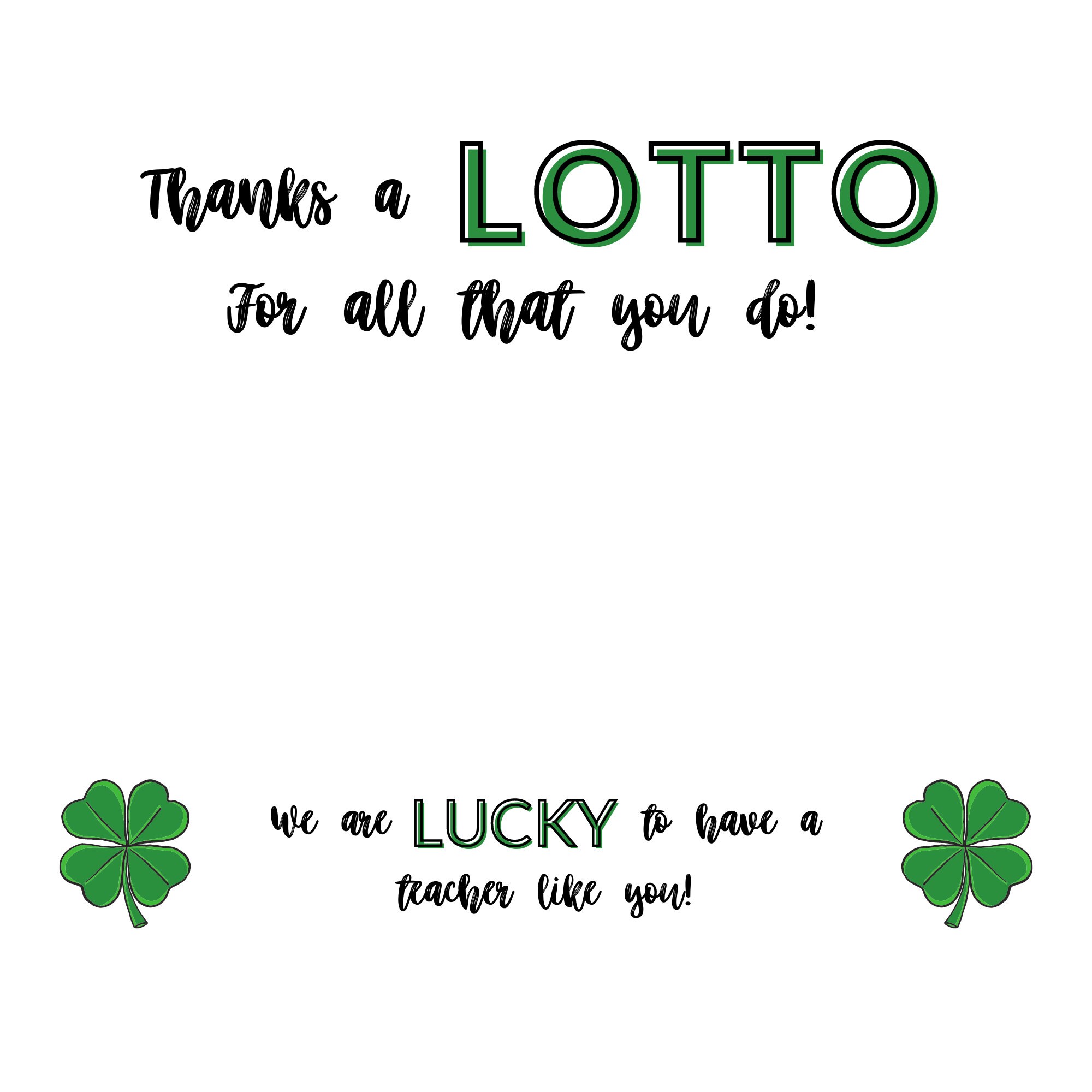 Teacher Thank You Card - Lottery Ticket Holder - Thanks a Lotto ...