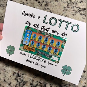 Teacher Thank You Card - Lottery Ticket Holder - Thanks a Lotto ...