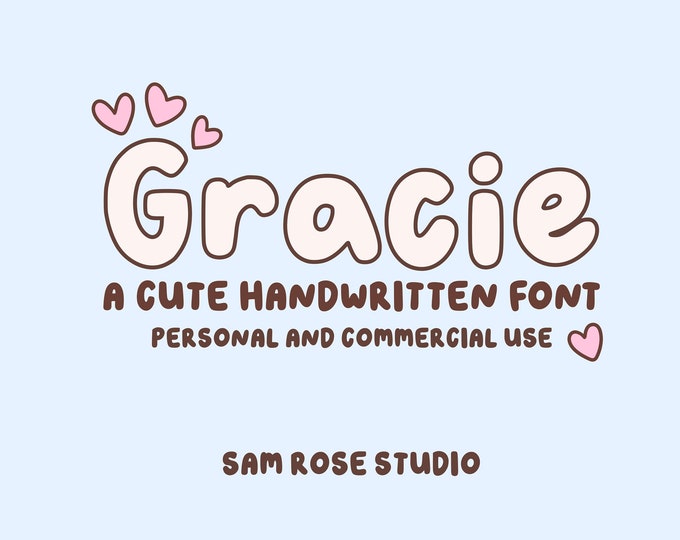 Gracie Font | Handwritten Font | Bubbly Font | Cute Font | Crafting ...