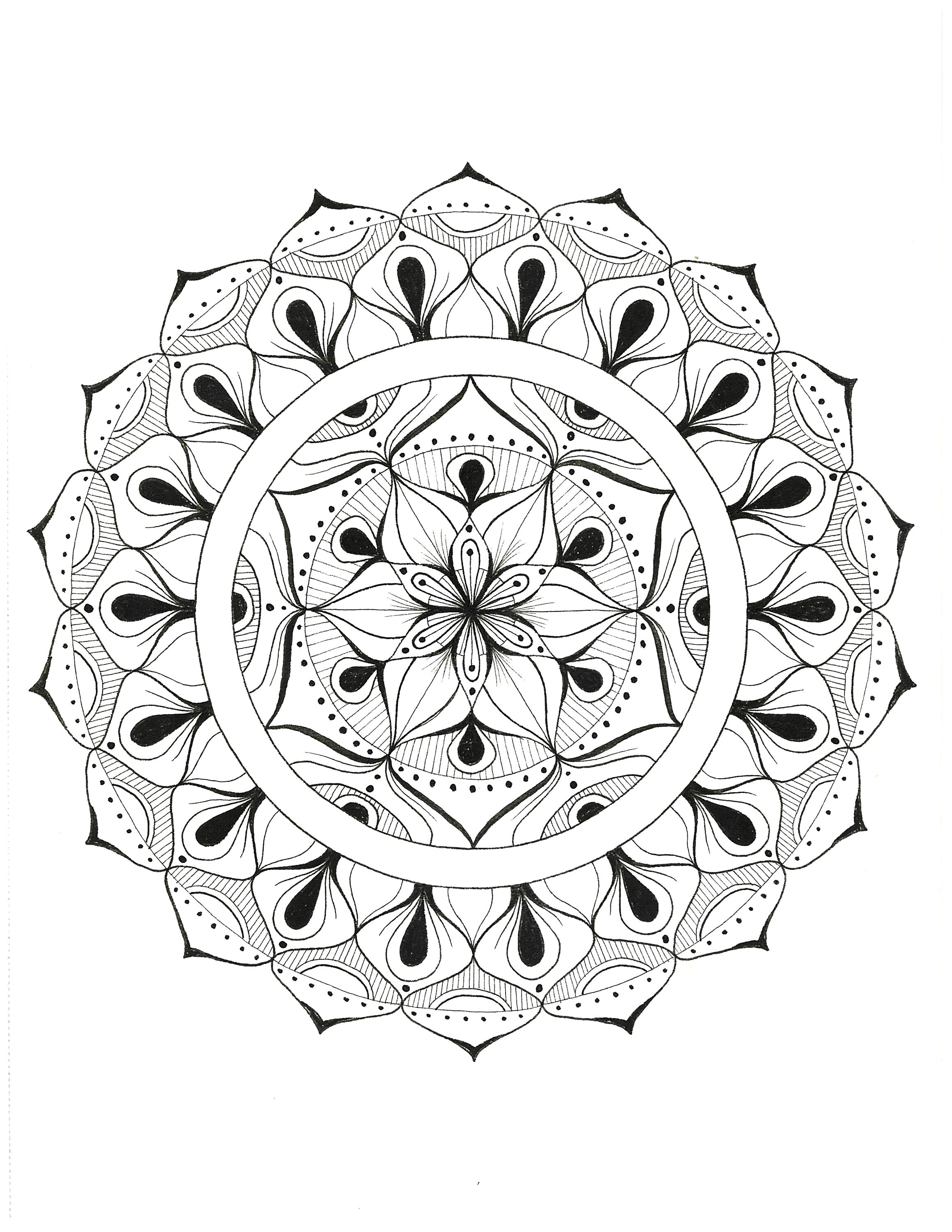 Digital download hand drawn mandala JPEG and PDF file | Etsy