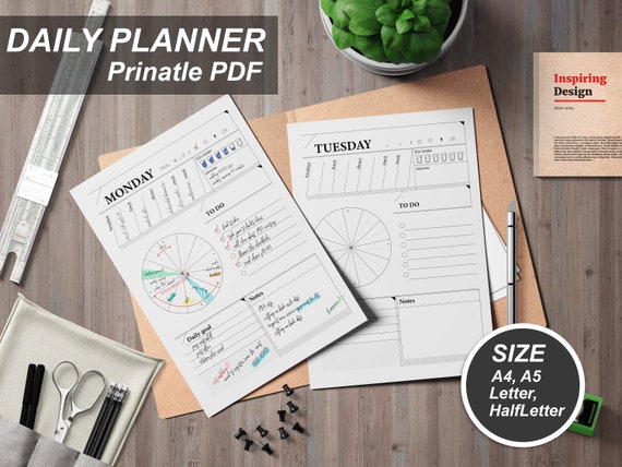 Daily Planner PRINTABLE planner A4 Daily Planner Inserts A5 | Etsy