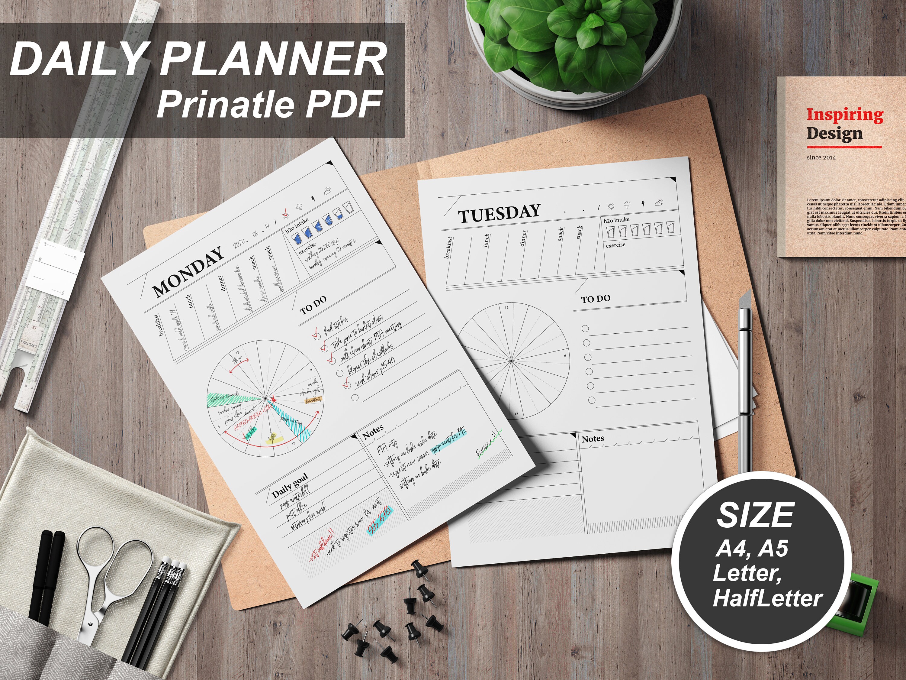 Daily Planner PRINTABLE Planner A4 Daily Planner Inserts, A5 Daily ...