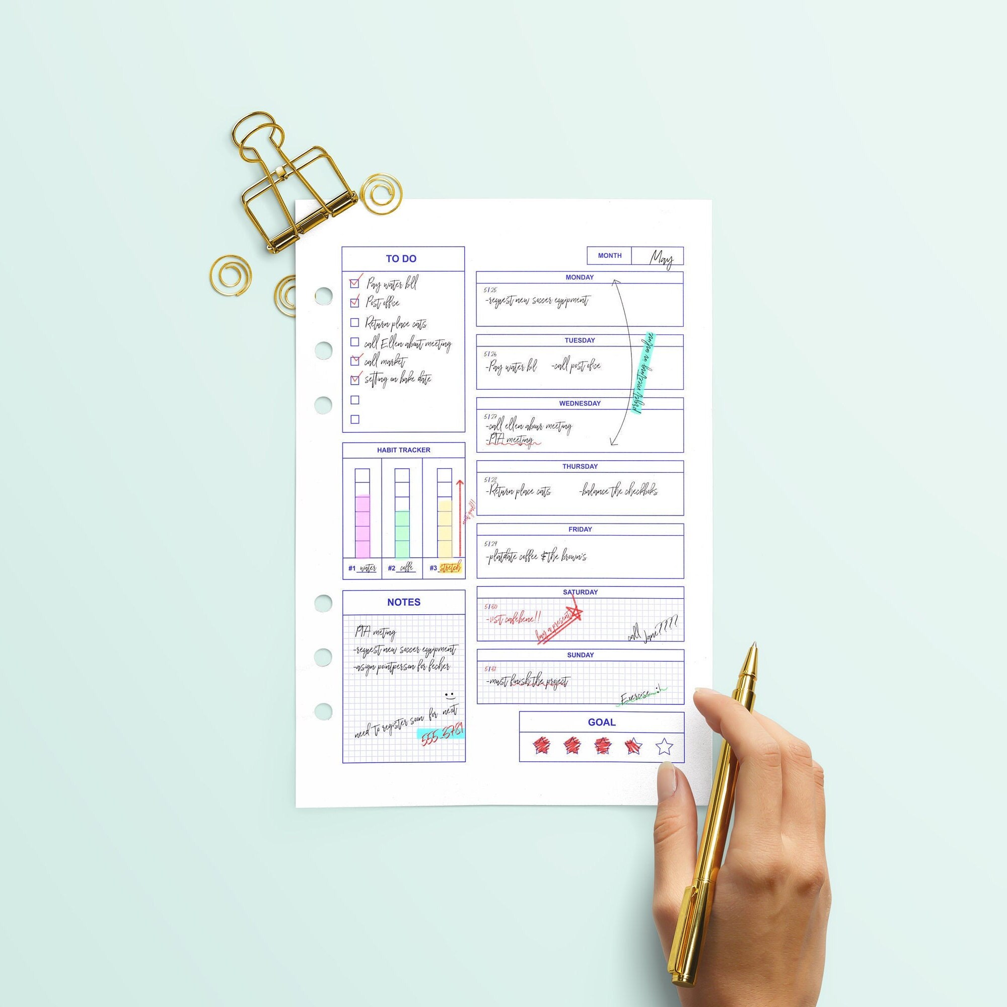 Weekly Planner Printable PDF/ Diary Calendar Page One Week - Etsy