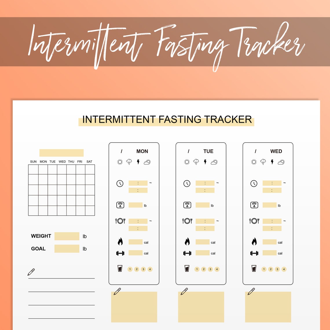 Intermittent Fasting Planner IF Fasting Planner IF Fasting Tracker ...