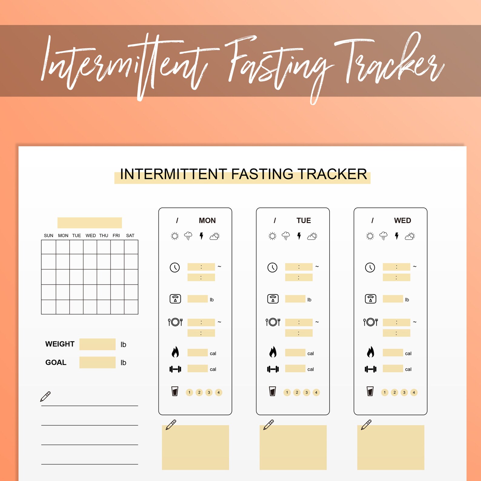 Intermittent Fasting Planner IF Fasting Planner IF Fasting Tracker ...