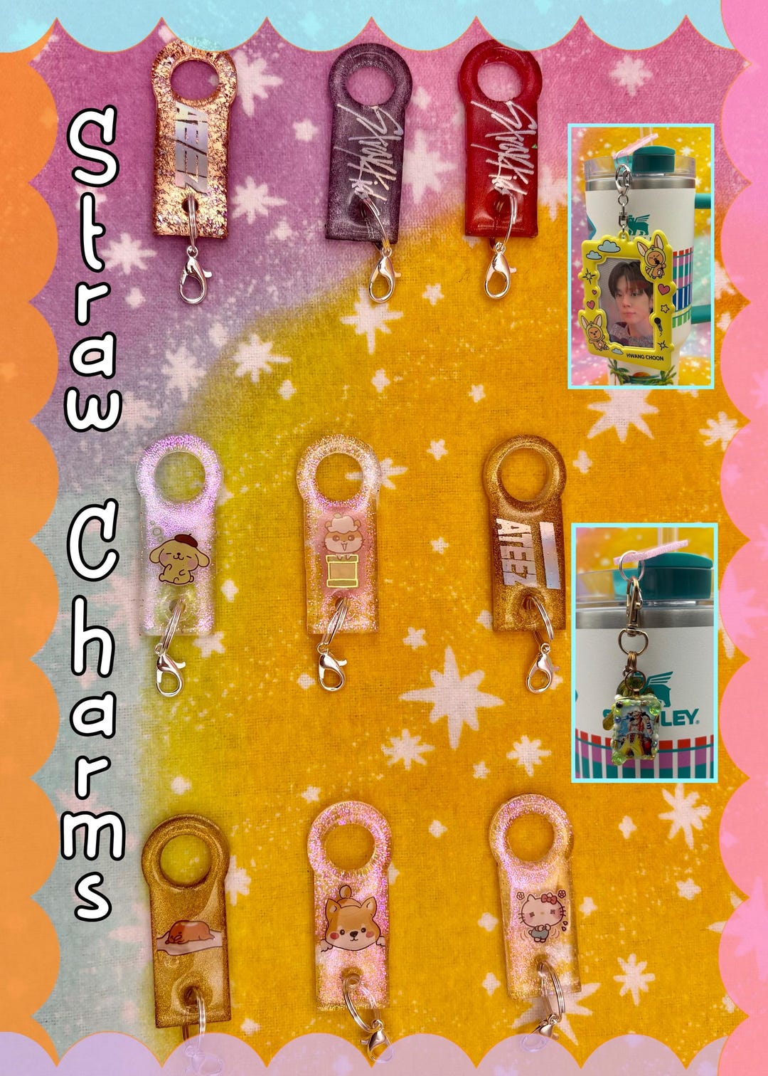 Kawaii and Kpop Straw Charms Multi Use Accessories by Theuwusnail - Etsy