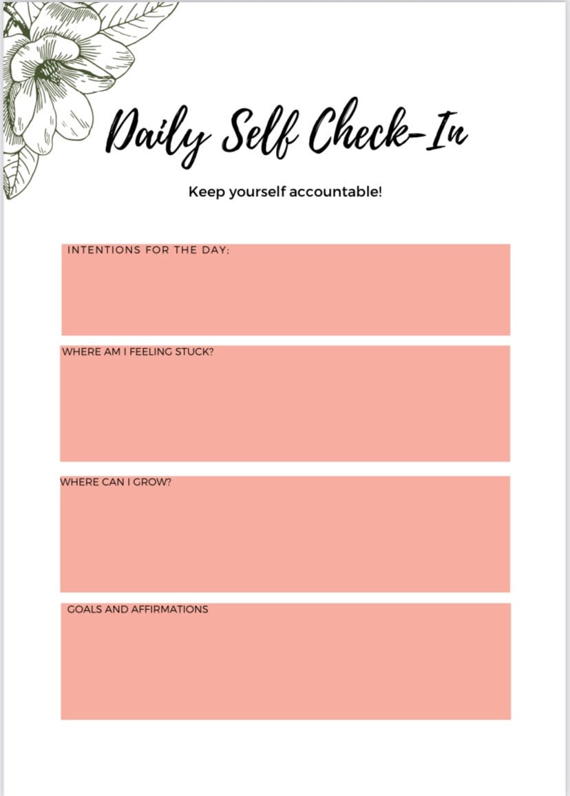 Digital Daily Check In Sheet | Etsy