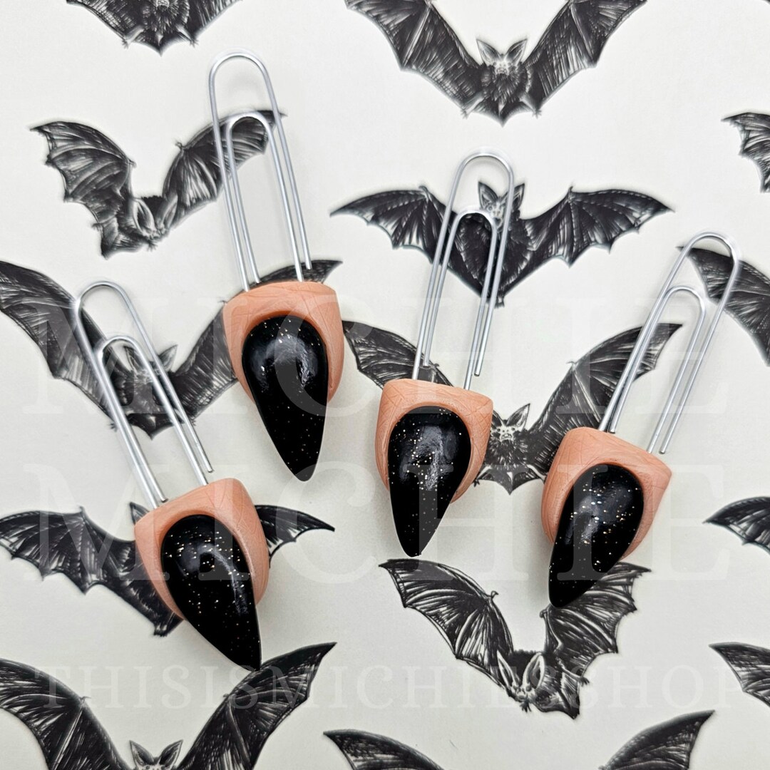 Finger Bookmark Black Stiletto Nail • Office Gift - Etsy