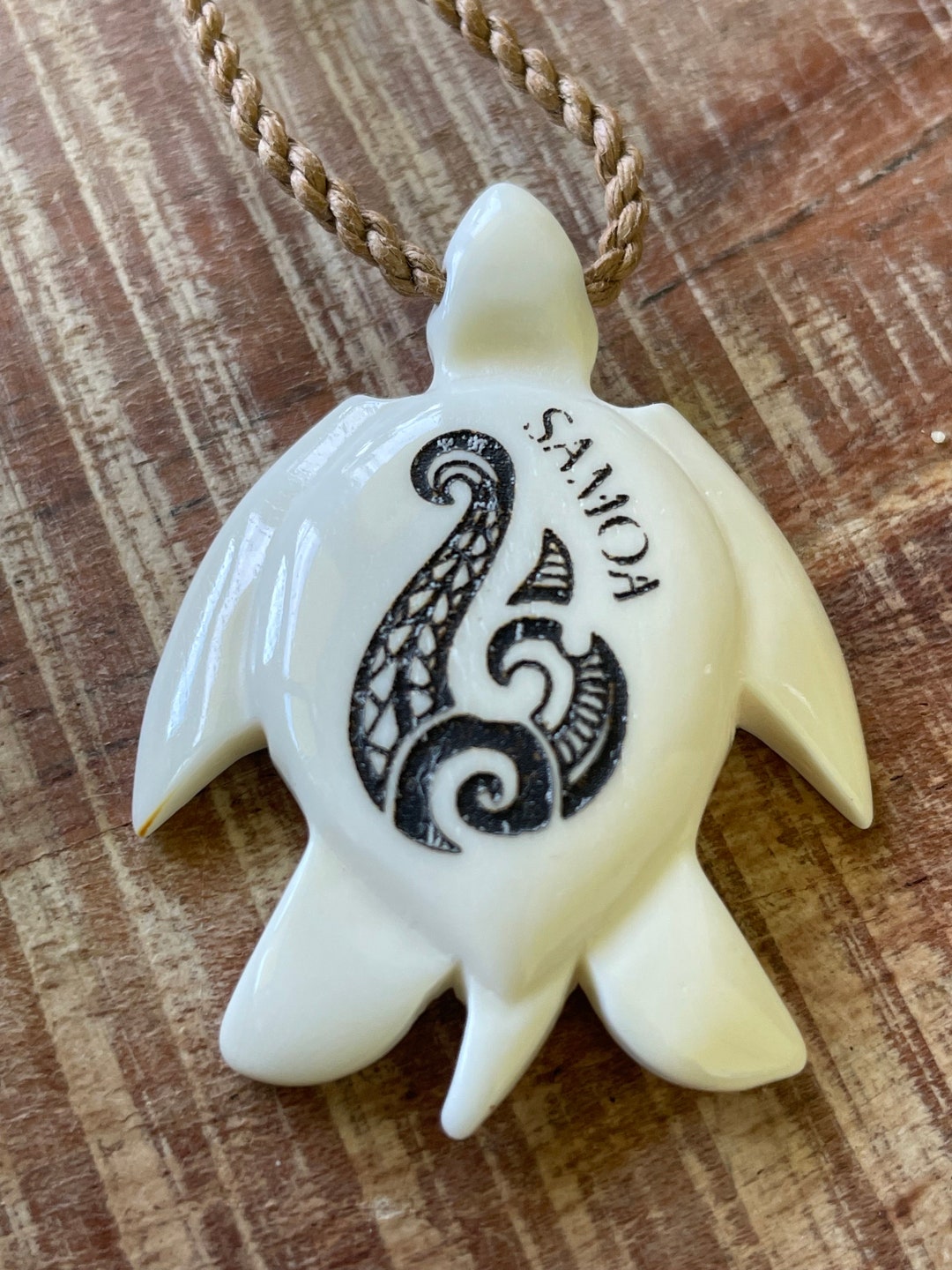 14” Adjustable Solid Bone Handcarved and Laser Engraved Samoa Makau ...