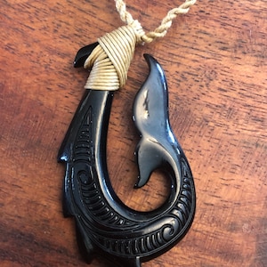 Stunning Onyx Black Solid Buffalo Bone Hand-carved Makau (polynesian ...