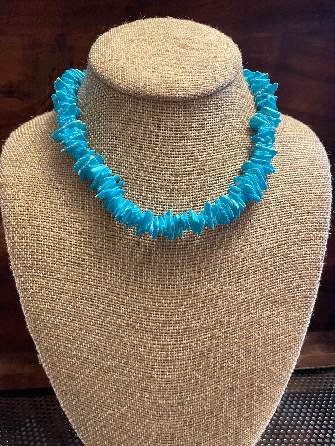 Aqua Blue Puka Shell Strung Necklace - Boho Trendy Surfer Style - Etsy