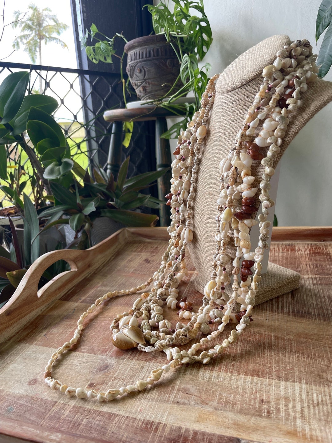 Original Style Collection Set of 6 Seashell & Seed Leis - 44” - 34 ...