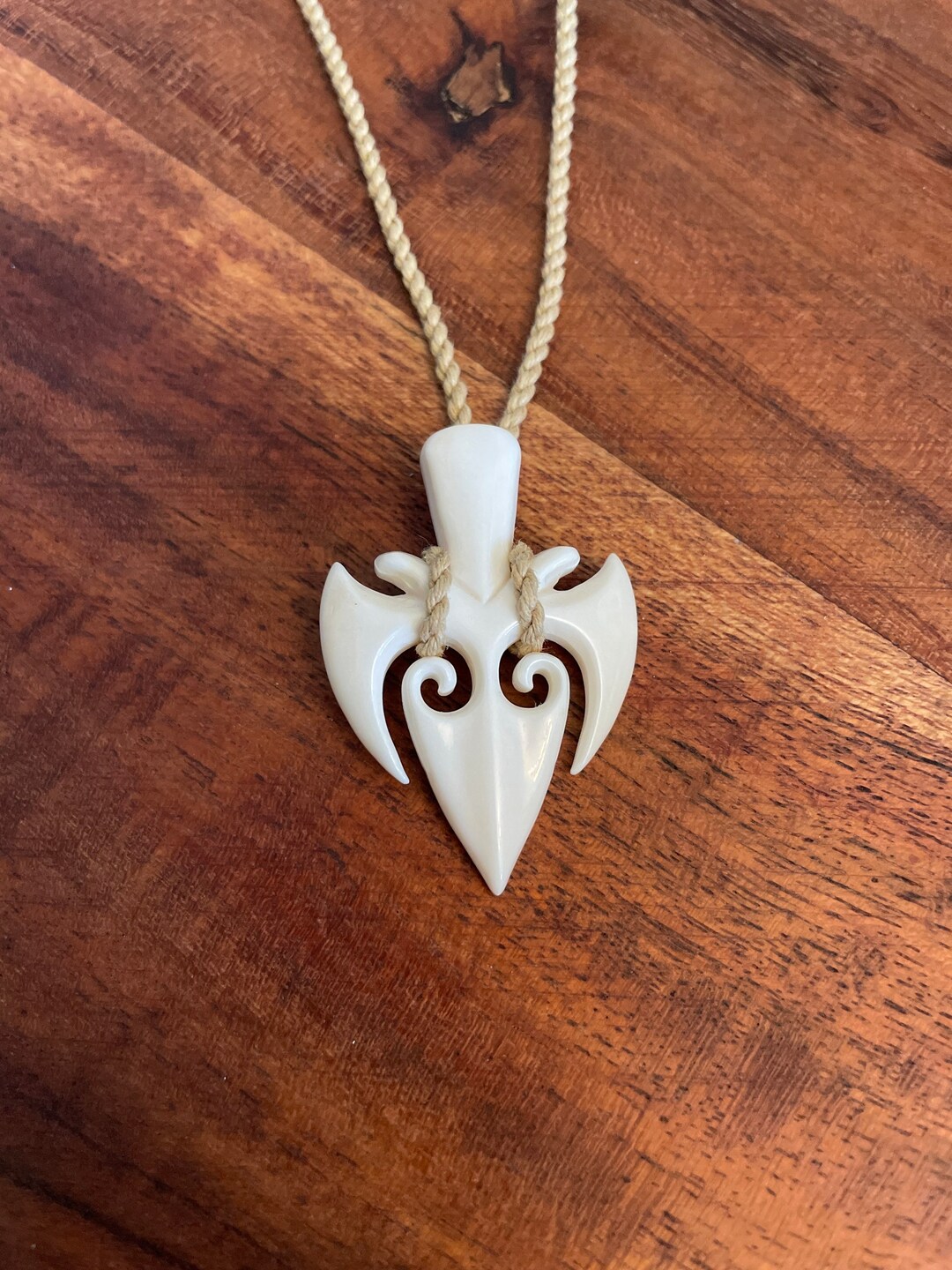 Striking and Stunning Polynesian Handcarved Solid Buffalo Bone Trident ...