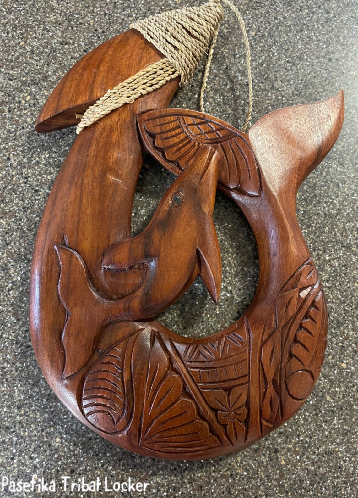Hand-carved Sea Hibiscus Wood Makau – Dolphin Tribal Design - Etsy
