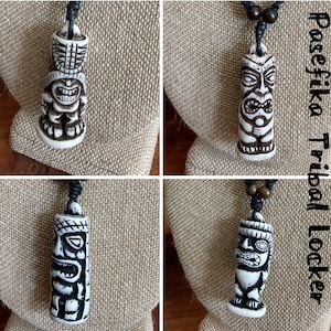 Tiki Totem Pendant Adjustable Polynesian Necklace- Hawaiian Surfer ...