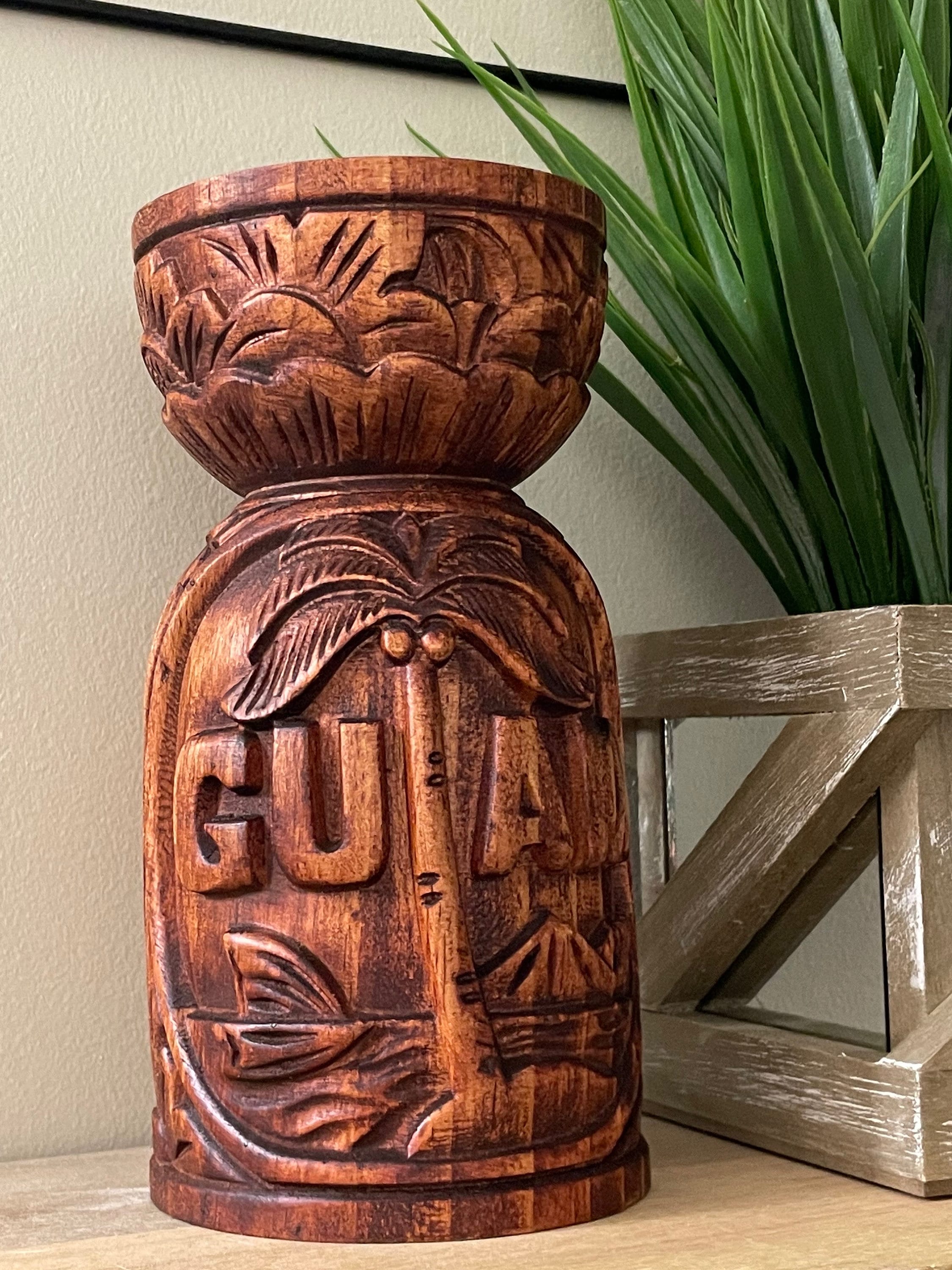 Chamorro Latte Stone Decor - Hand Carved Albesia Wood, Guam Souvenir - Etsy