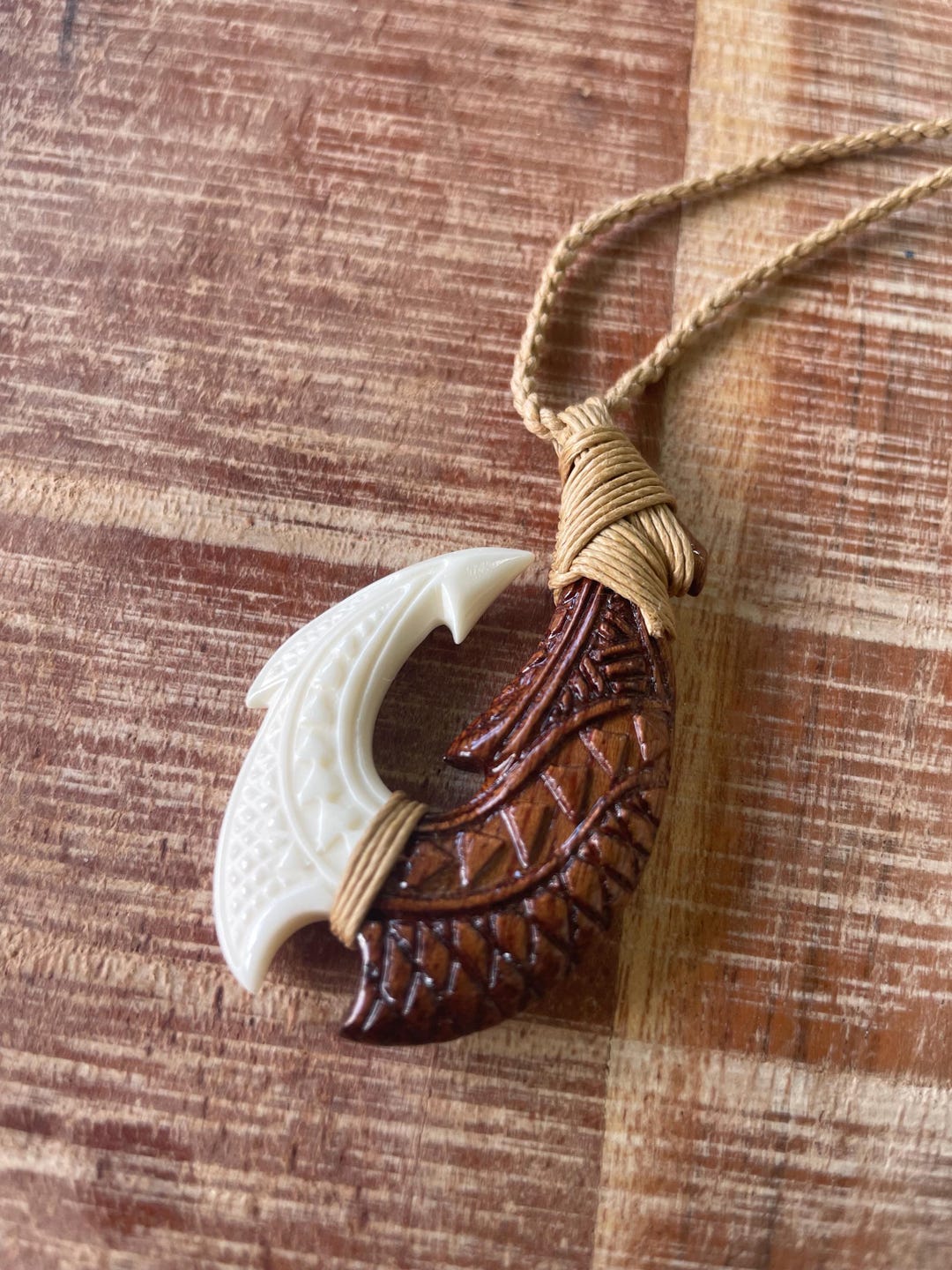 Handsome Absolute Warrior Makau or Fish Hook Pendant Handcarved From ...