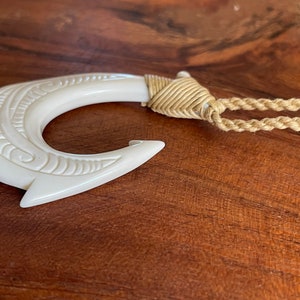 Finely Detailed Wide Hei Makau (fish Hook) With Koru Engraving (never ...