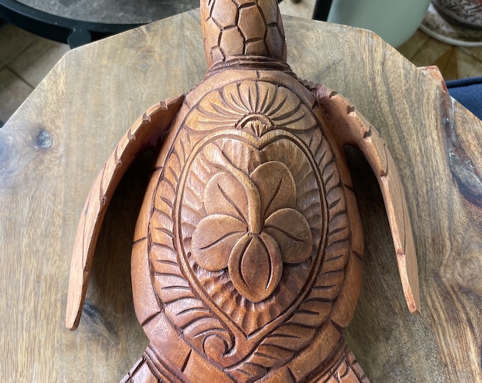 Absolutely Stunning 12” Long Solid Wood Hand Carved Sea Turtle Decor ...