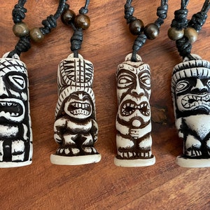 Tiki Totem Pendant Adjustable Polynesian Necklace- Hawaiian Surfer ...