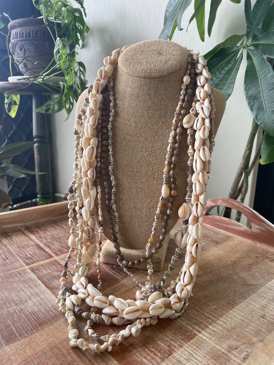 Beautiful Collection Set of 6 Seashell & Seed Leis- Various Lengths (34 ...