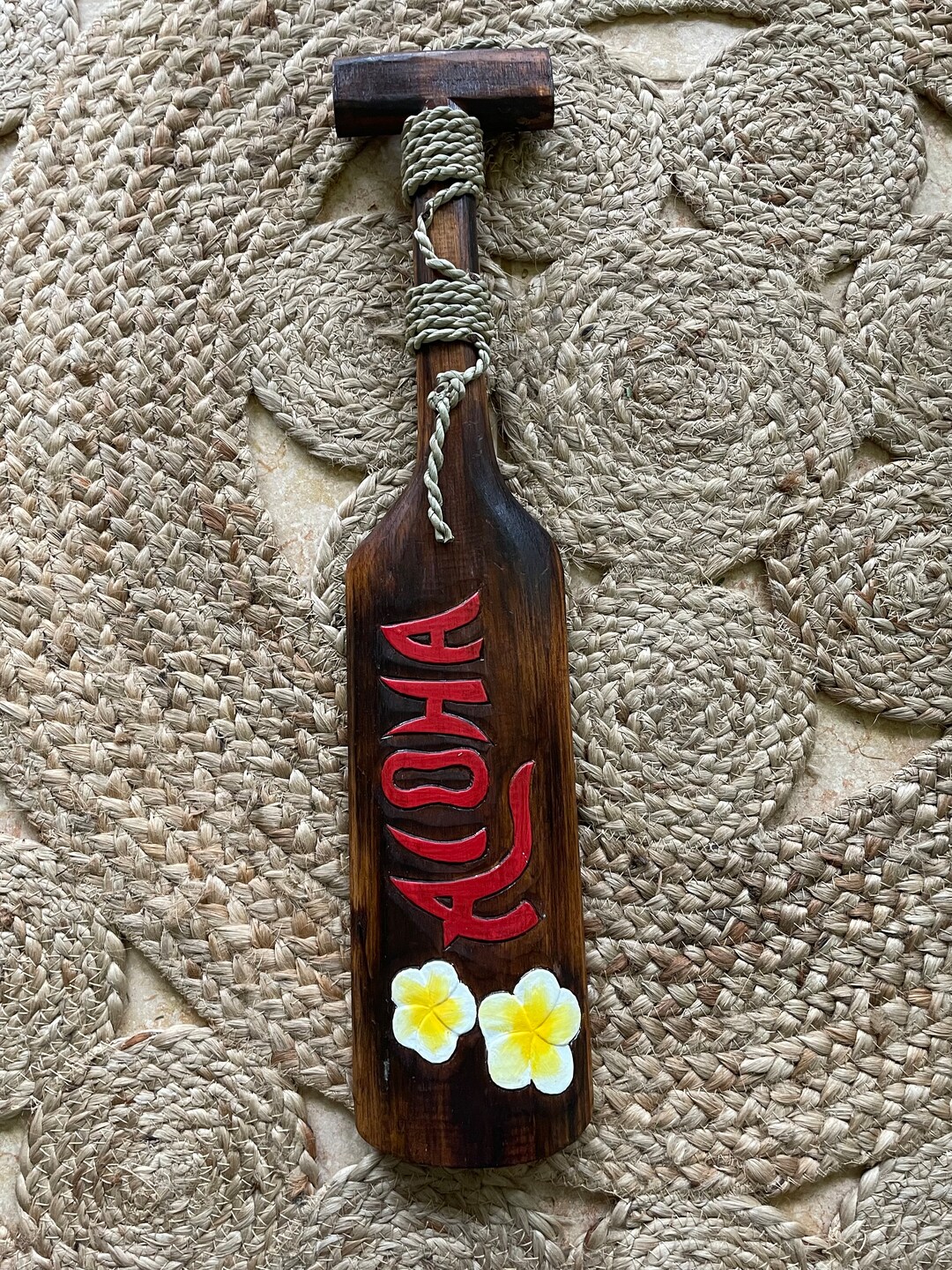 Solid Wood Hand Carved and Painted Aloha Hawaiian Paddle Wall Art - Etsy