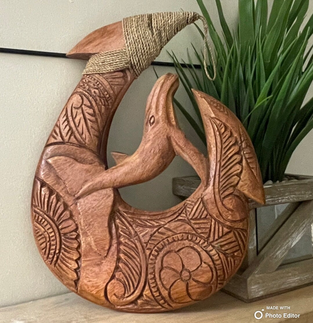 Hand-carved Sea Hibiscus Wood Makau – Whale Center, Traditional Tribal ...