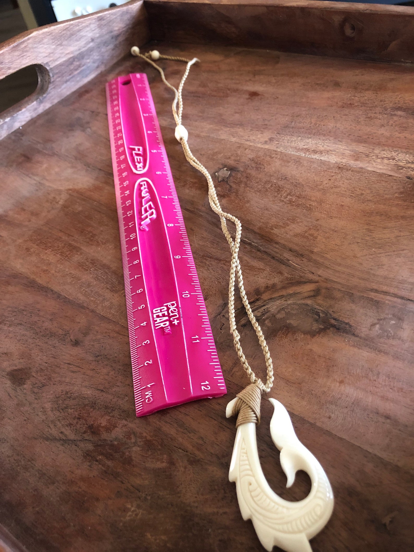 Hand Carved Buffalo Bone Makau Necklace: Adjustable Boho Surfer Jewelry ...