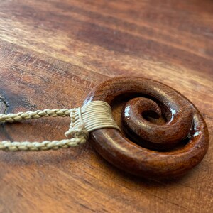 Never Give Up- Polynesian Koru- Solid Koa Wood Hand Carved Adjustable ...