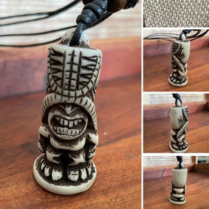 Tiki Totem Pendant Adjustable Polynesian Necklace- Hawaiian Surfer ...