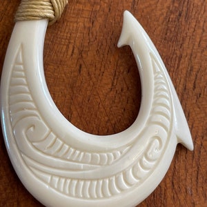 Finely Detailed Wide Hei Makau (fish Hook) With Koru Engraving (never ...