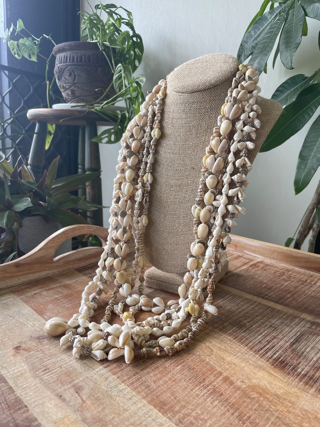 Pacific Collection Set of 6 Seashell Leis- Various Lengths (38”-30 ...