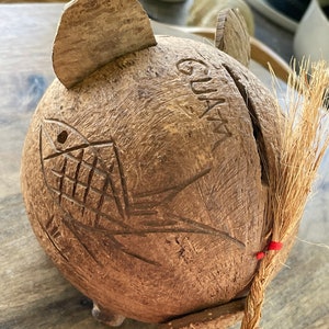 Hand Carved Coconut Piggy Bank – Guamanian Folk Art Display - Etsy