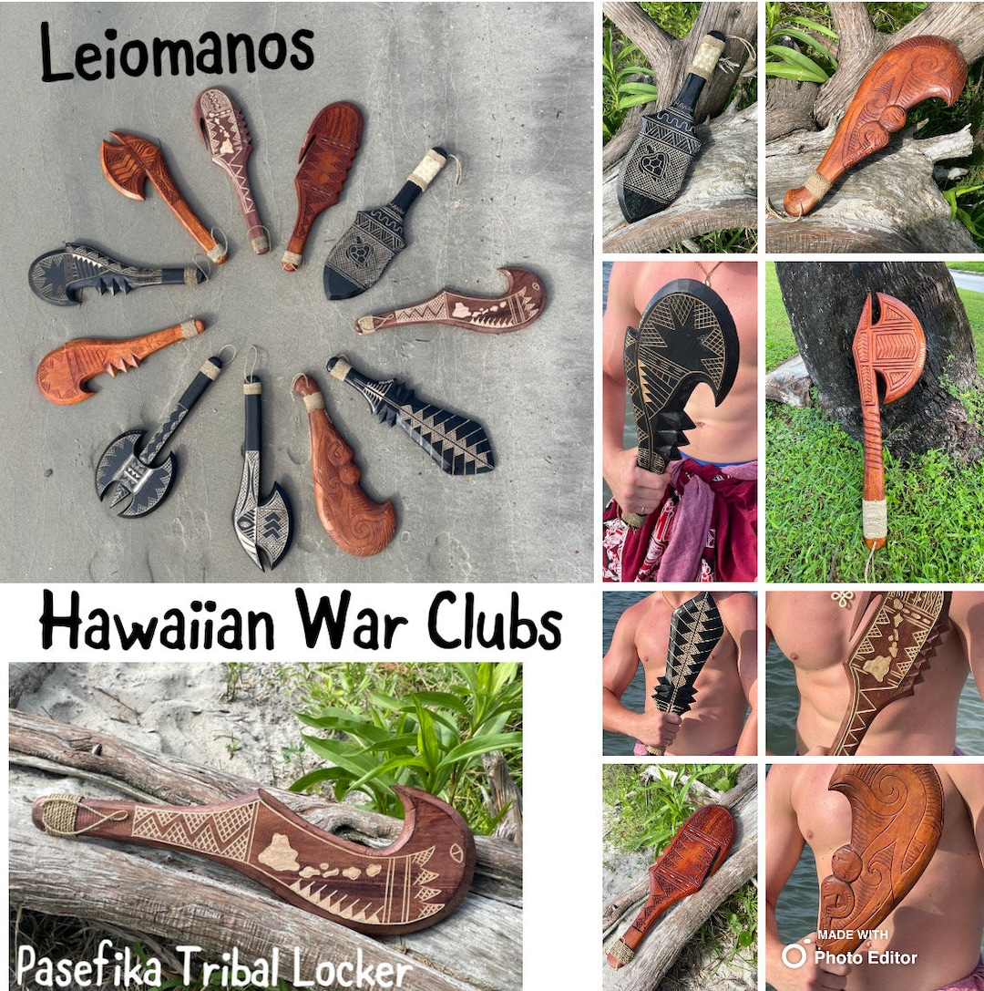 Leiomano Hawaiian Clubs Weapons Made of Solid Wood and Hand Carved ...