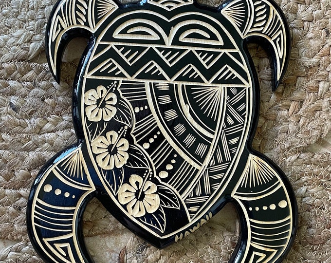 Gorgeous Solid Wood Plaque Polynesian / Micronesian Hand Carved Sea ...