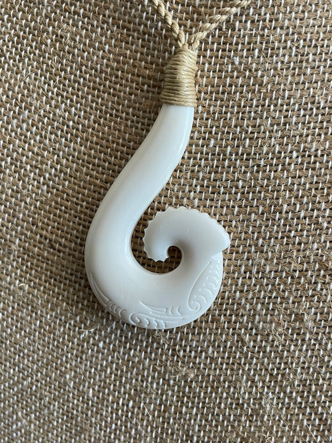 Unique Solid Buffalo Bone Hand Carved Makau or Fish Hook Adjustable ...