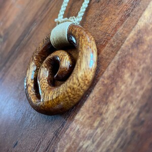 Never Give Up- Polynesian Koru- Solid Koa Wood Hand Carved Adjustable ...
