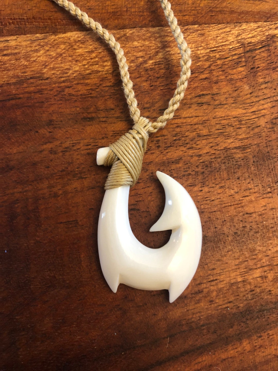 Smaller Boldhand-carved Buffalo Bone Warrior Makau or Polynesian Fish ...