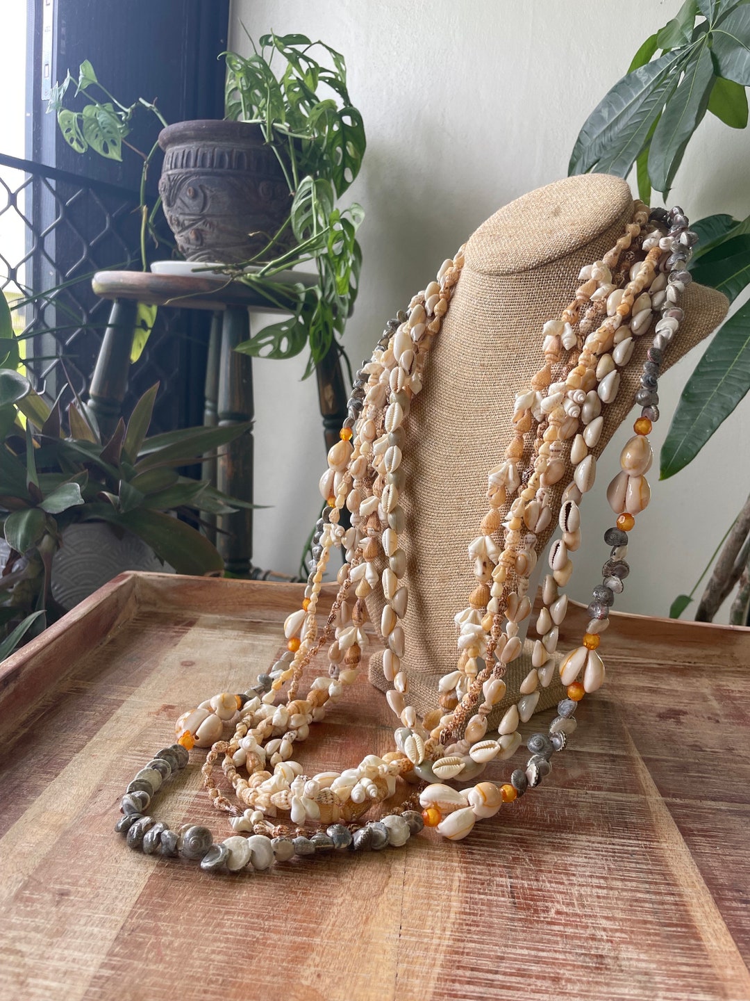Simple Collection Set of 6 Seashell Leis- Various Lengths (36”-34 ...