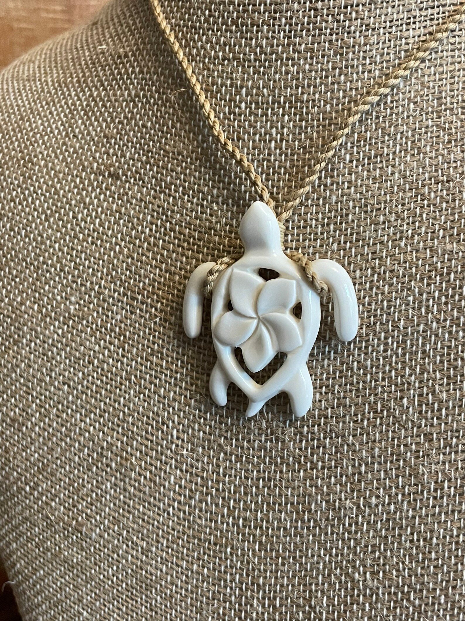 Hand Carved Bone Sea Turtle Necklace - Polynesian Plumeria Pendant - Etsy