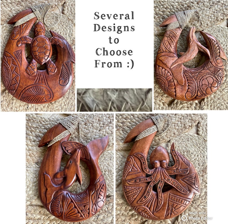 Hand-carved Sea Hibiscus Wood Makau – Dolphin Tribal Design - Etsy