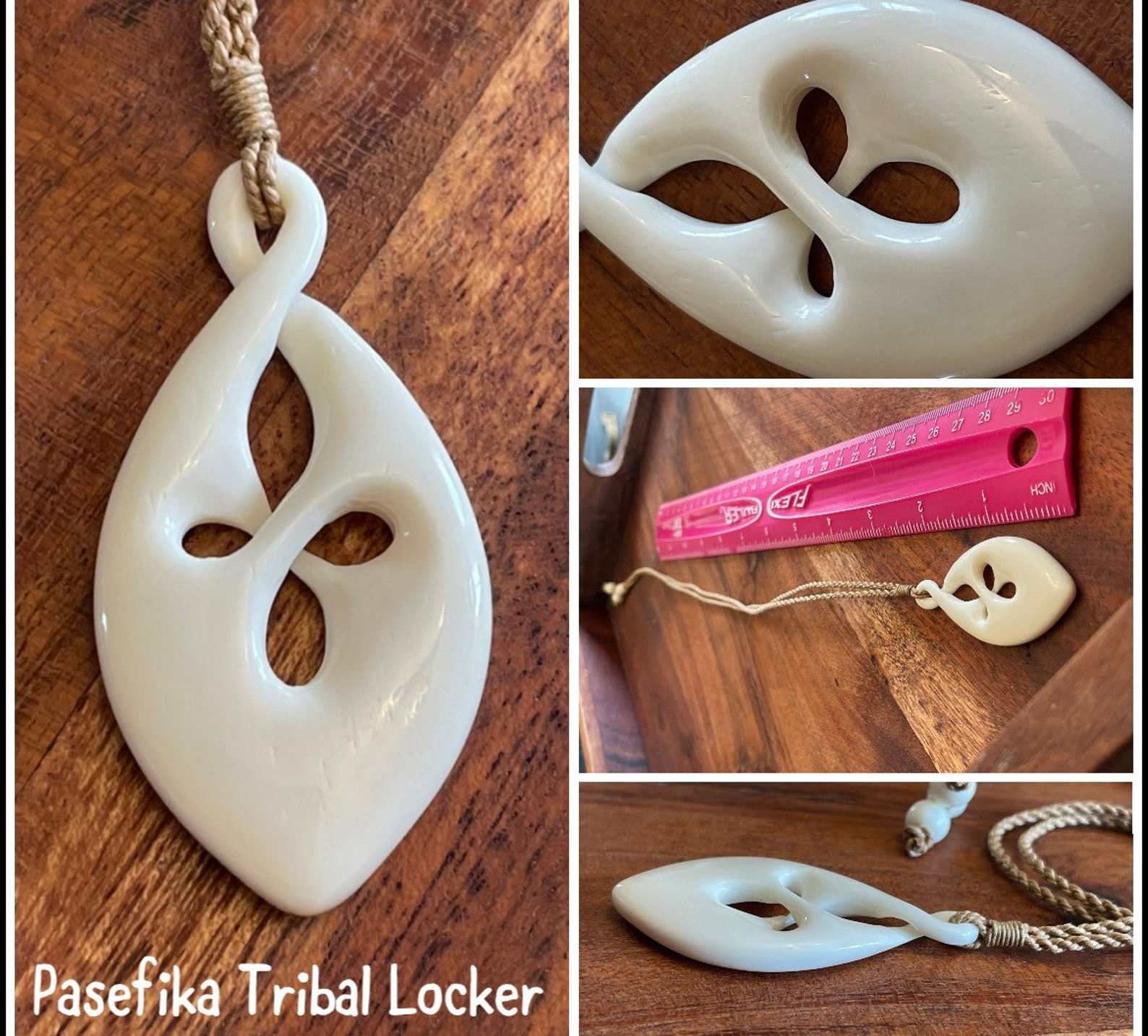 Unique Traditional Polynesian Hand Carved Solid Bone Pikura (infinity ...